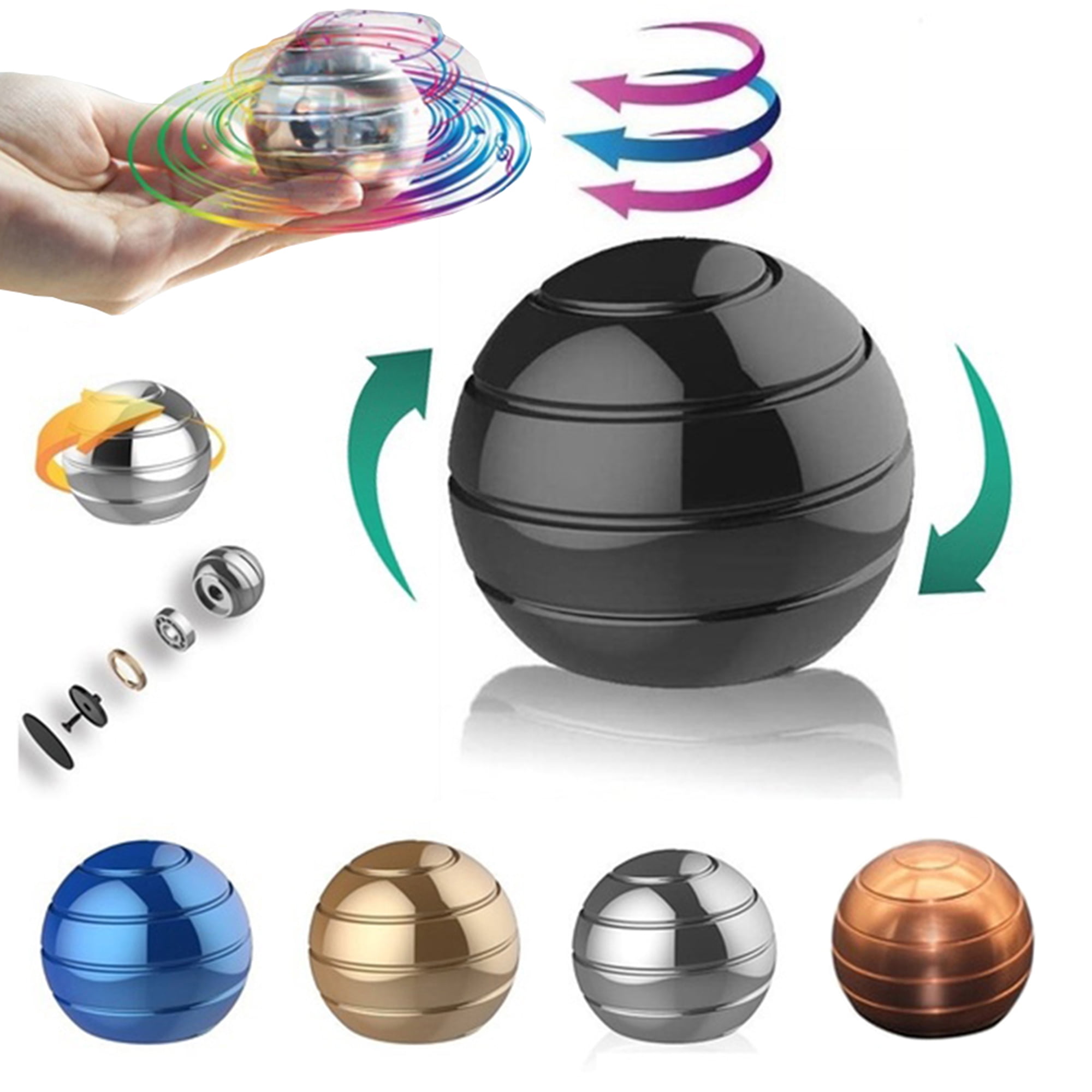 Set of 2 Kinetic Toys Optical Illusion Balls Flowing Finger Rotating ...