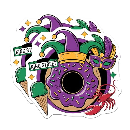 (2 Pack) King Street Mardi Gras Magnets - Jester Donut Magnet - New ...