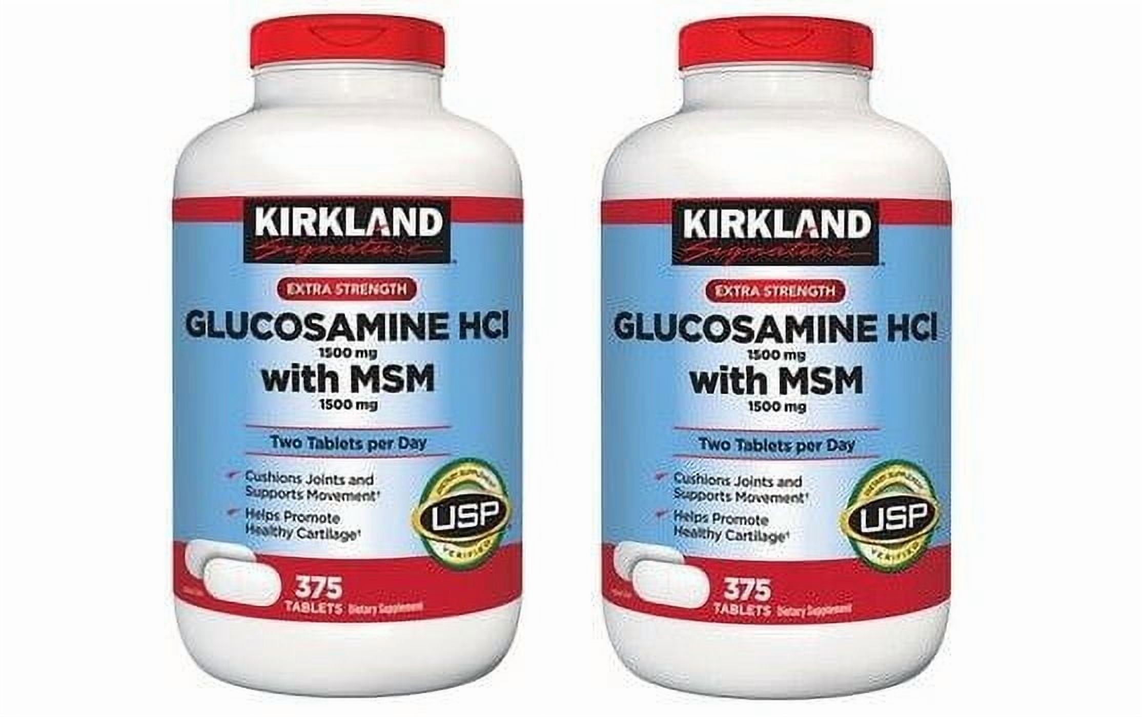 Kirkland Signature 2 Pack Glucosamine HCI 1500mg MSM 1500mg 375ct ...