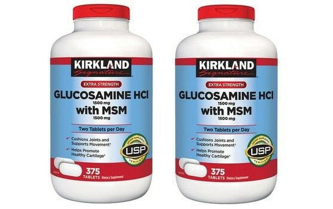 KIRKLAND Glucosamine HCI with MSM, 375 Tablets, Supports Joint Health ...
