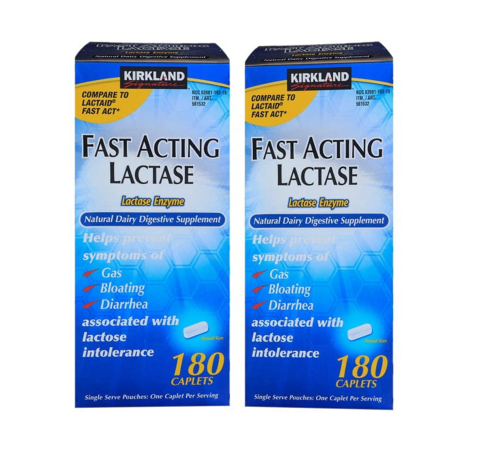 Kirkland Signature Fast Acting Lactase, Natural Dairy Supplement, 2 ...
