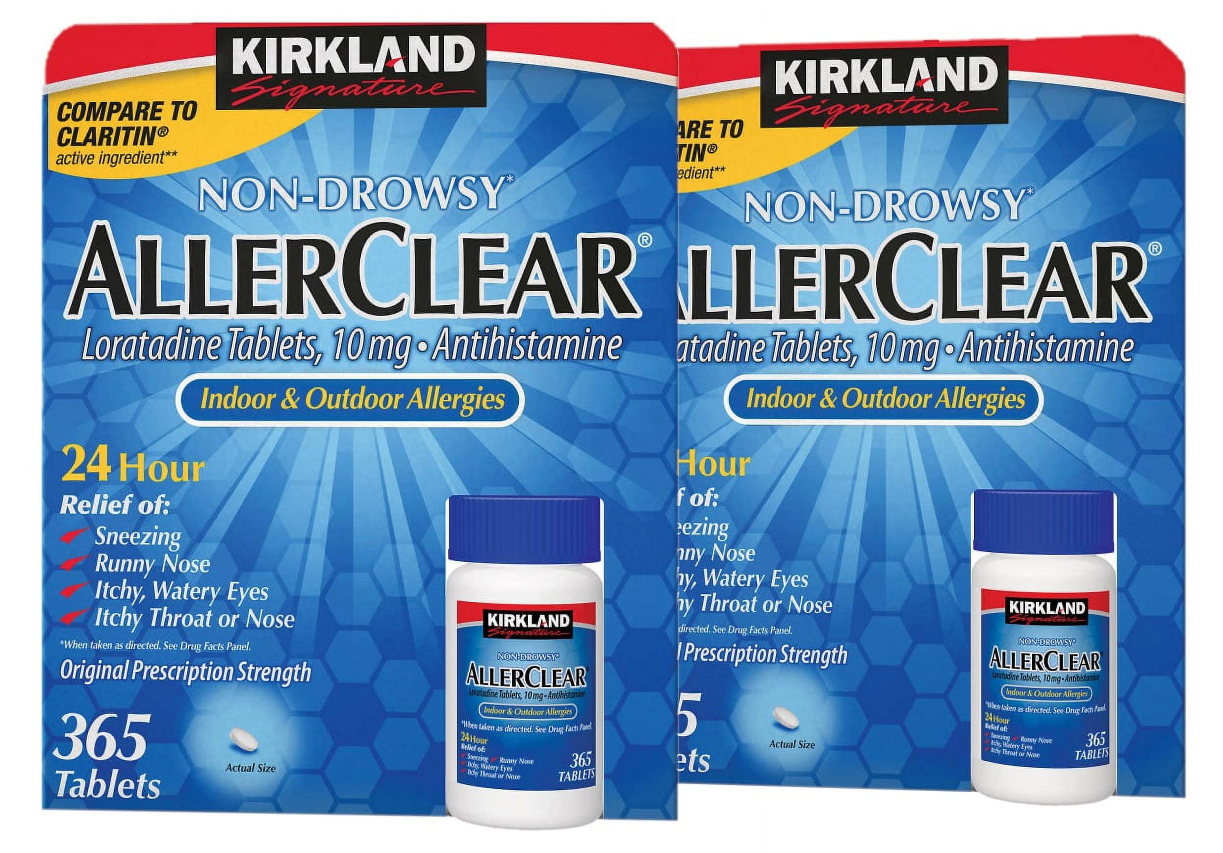 2 Pack | Kirkland Signature Non-Drowsy AllerClear Antihistamine 10mg ...