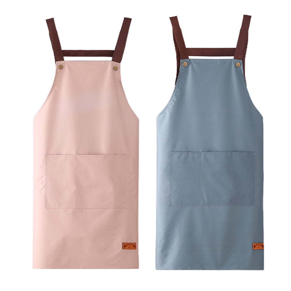 2 Pack Kitchen Apron, Water-Drop Resistant With 2 Pockets, Cooking Bib ...