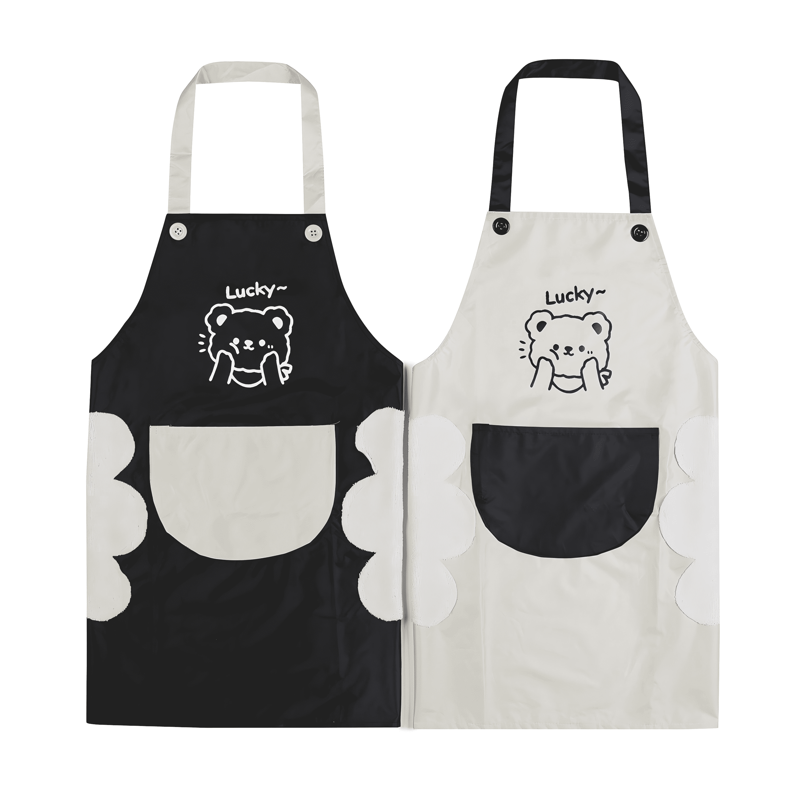 2 Pack Kitchen Apron with Hand Wipe,Water-drop Resistant with 2 Pockets ...