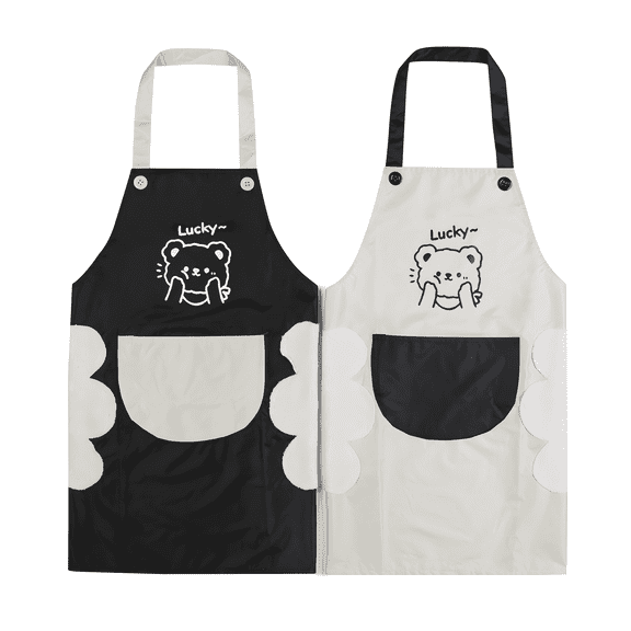 2 Pack Adjustable Bib Apron Waterdrop Resistant with 2 Pockets Cooking ...