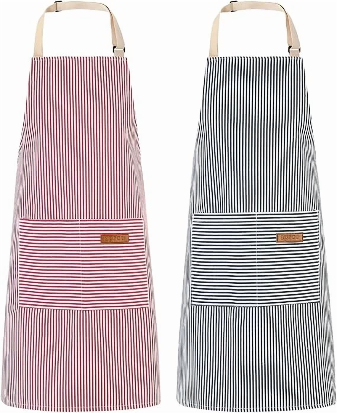 2 Pack Kitchen Aprons Adjustable Bib Chef Apron With 2 Pockets For ...