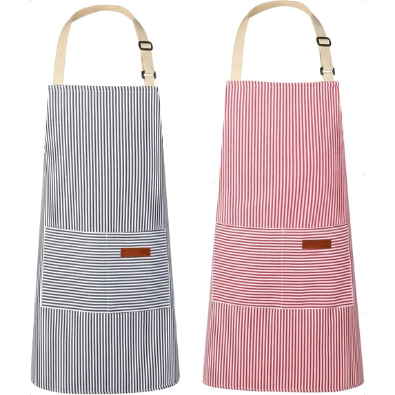2 Pack Kitchen Aprons, Apron for Cooking with 2 Pockets, Unisex ...