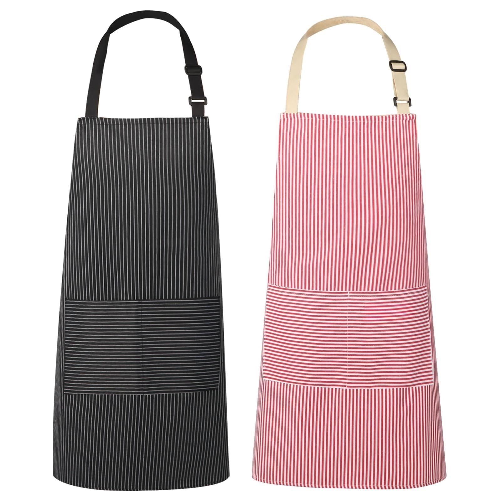 2 Pack Kitchen Aprons, Apron for Cooking with 2 Pockets, Unisex ...