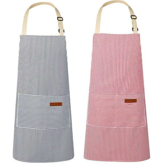 2 Pack Kitchen Aprons, Apron for Cooking with 2 Pockets, Unisex ...