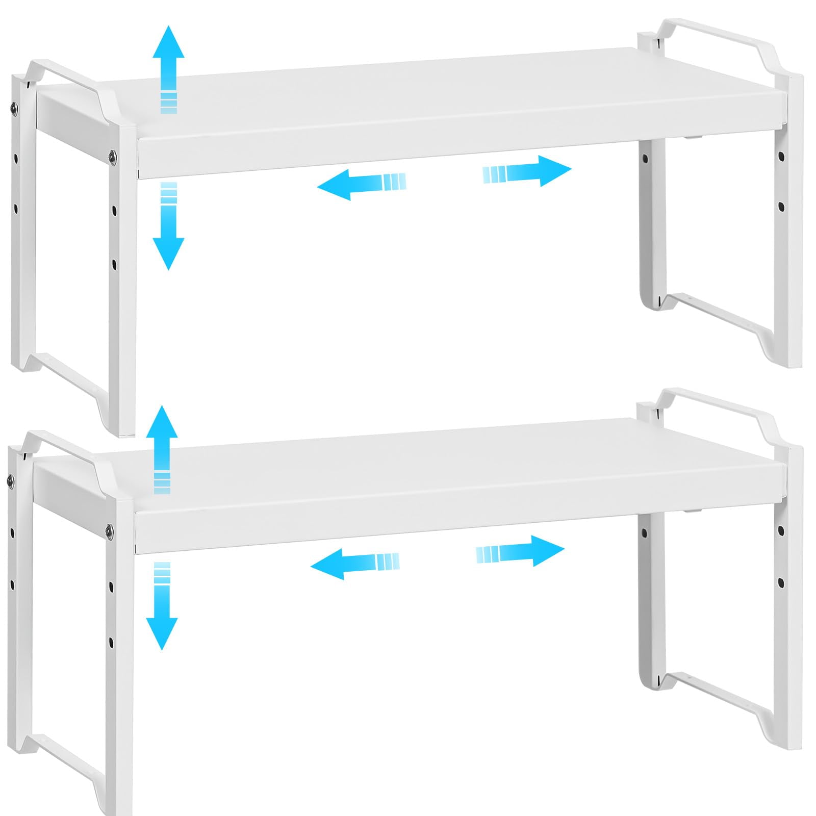 2 Pack Kitchen Cabinet Organizer Shelf, Stackable Expandable Shelves ...