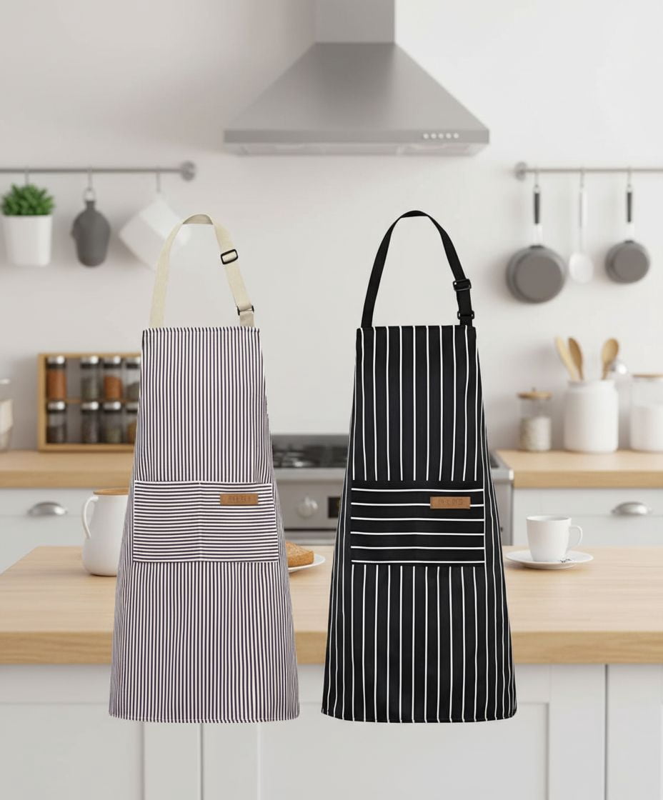 2 Pack Kitchen Cooking Aprons, Adjustable Bib Soft Chef Apron with 2 ...