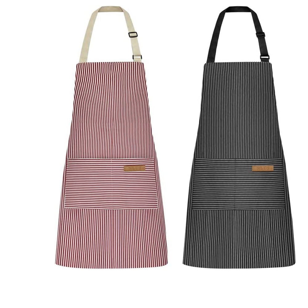2 Pack Kitchen Cooking Aprons, Adjustable Bib Soft Chef Apron with 2 Pockets for Men Women ...