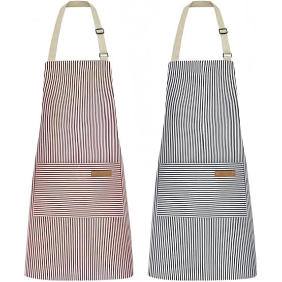 2 Pack Kitchen Cooking Aprons, Adjustable Bib Soft Chef Apron with 2 ...