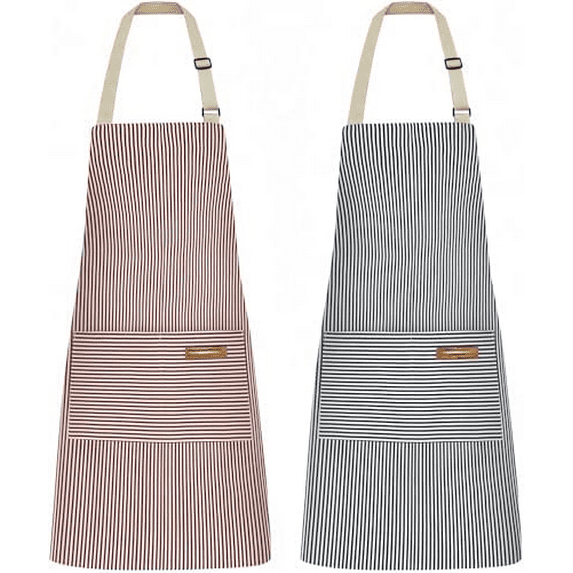 2 Pack Kitchen Cooking Aprons, Adjustable Bib Soft Chef Apron with 2 ...