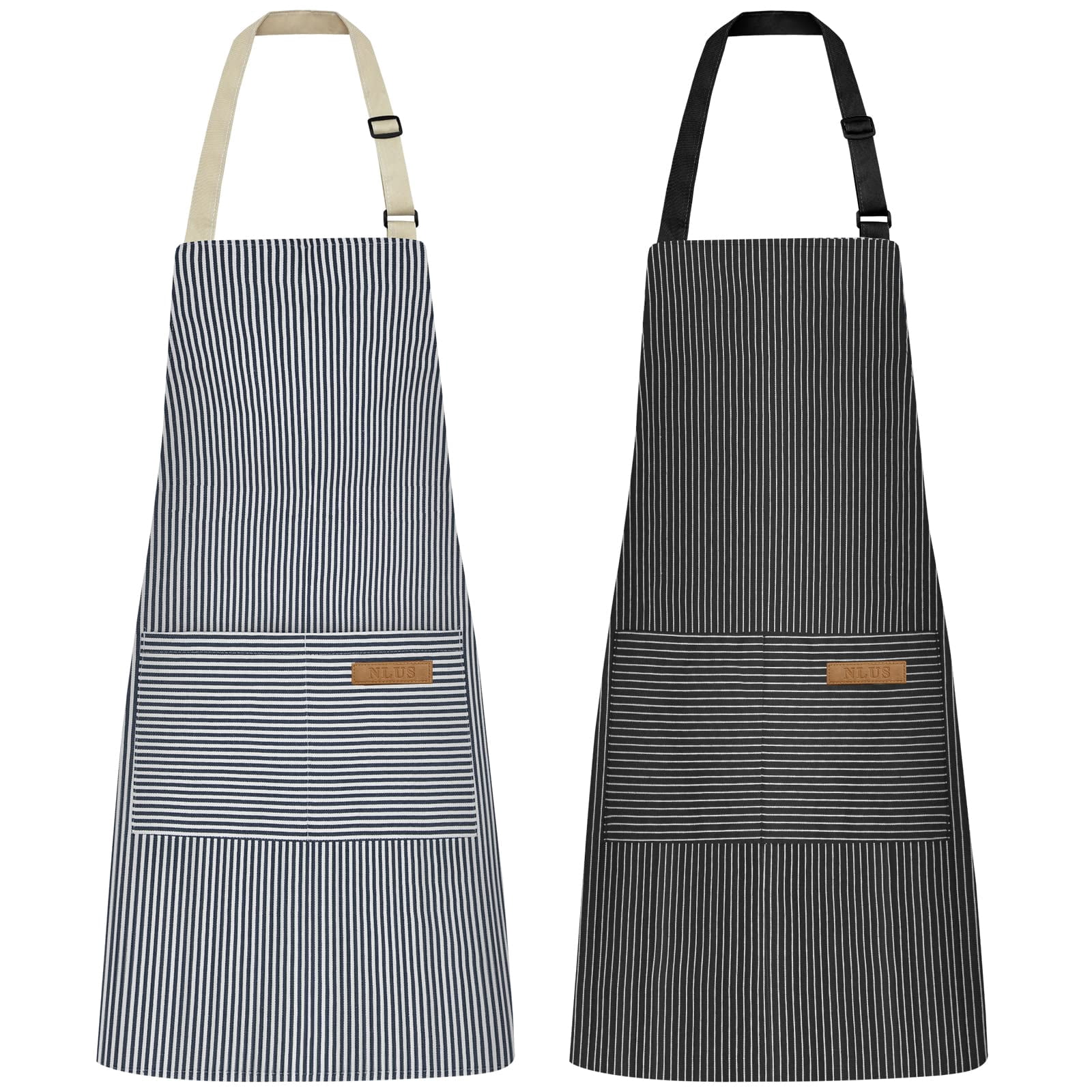 2 Pack Kitchen Cooking Aprons, Adjustable Bib Soft Chef Apron with 2 ...