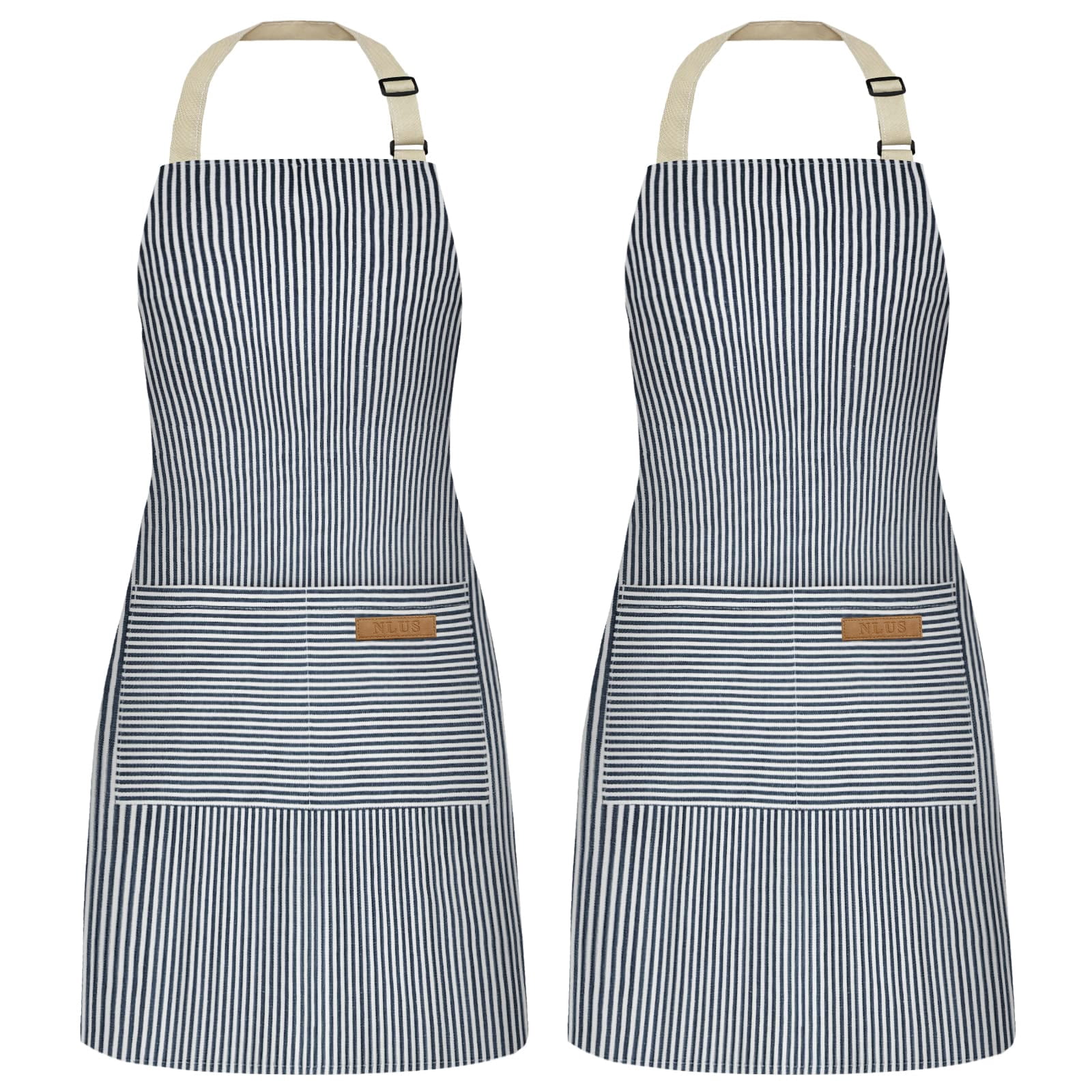 2 Pack Kitchen Cooking Aprons, Adjustable Bib Soft Chef Apron with 2 ...