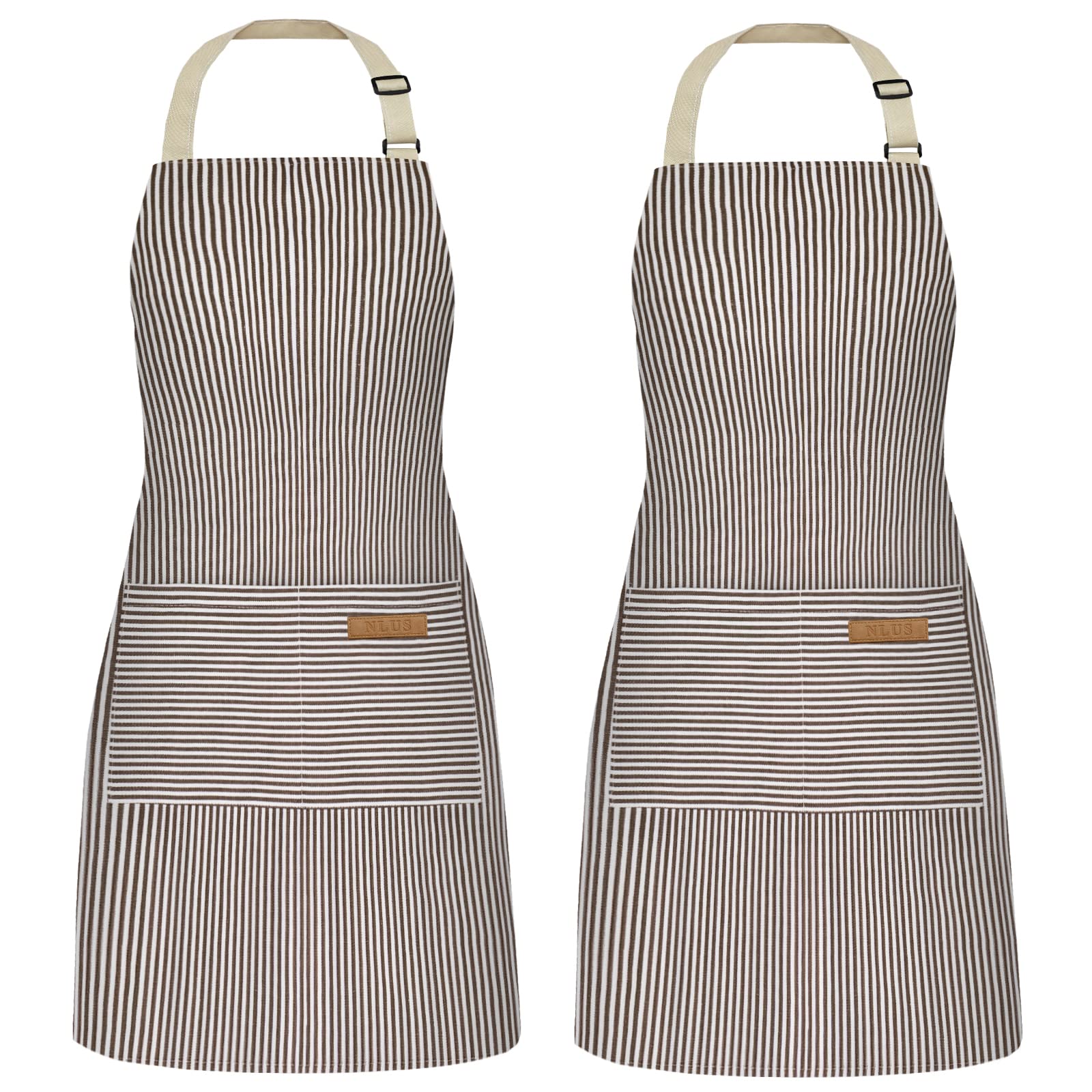 2 Pack Kitchen Cooking Aprons, Adjustable Bib Soft Chef Apron with 2 ...