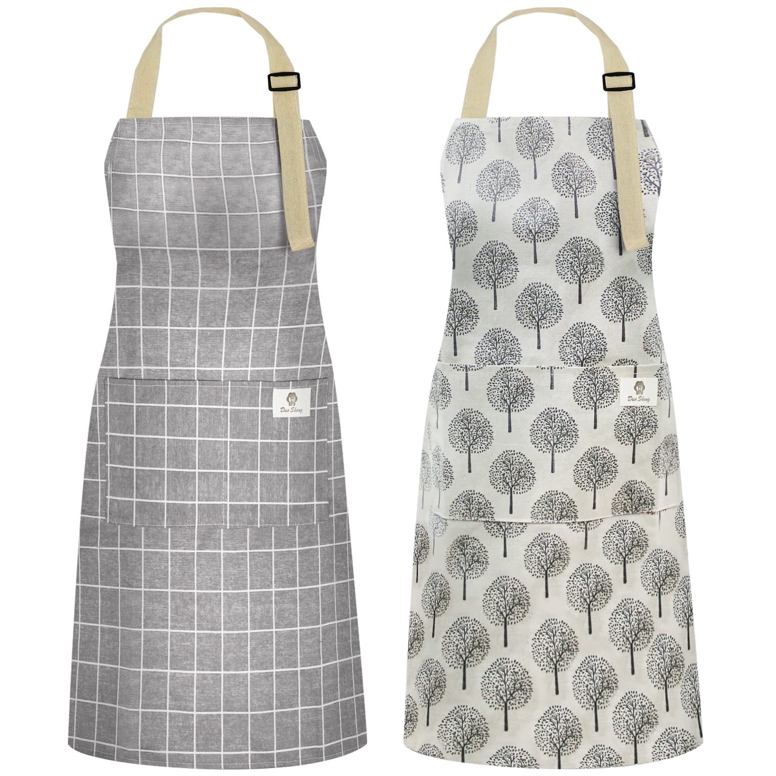 2 Pack Kitchen Cooking Aprons, Adjustable Bib Soft Chef Apron with 2 ...