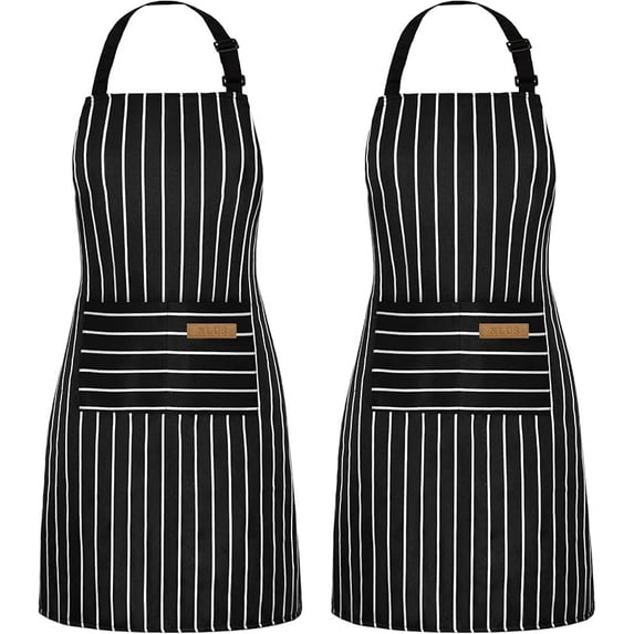 2 Pack Kitchen Cooking Aprons, Adjustable Bib Soft Chef Apron with 2 ...