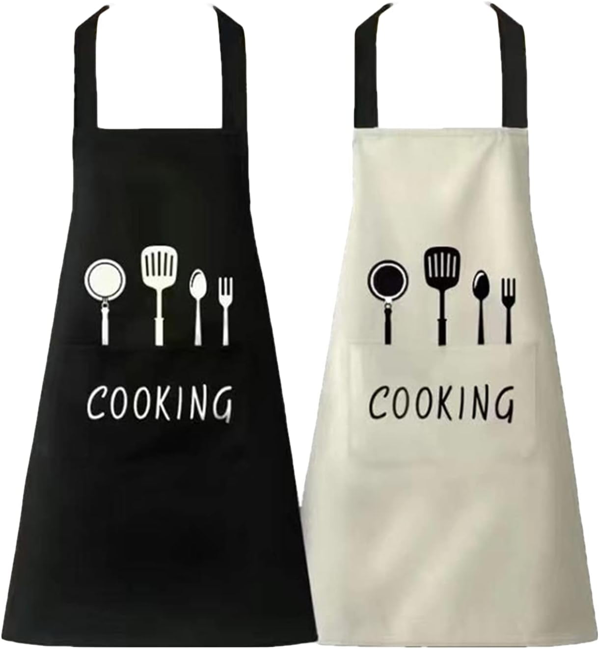 2 Pack Kitchen Cooking Aprons, Fork & Design Chef Apron, Adjustable ...