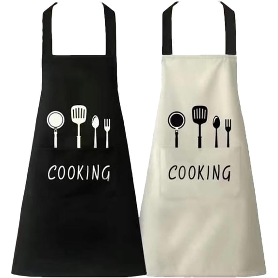 2 Pack Kitchen Cooking Aprons, Fork & Design Chef Apron, Adjustable ...