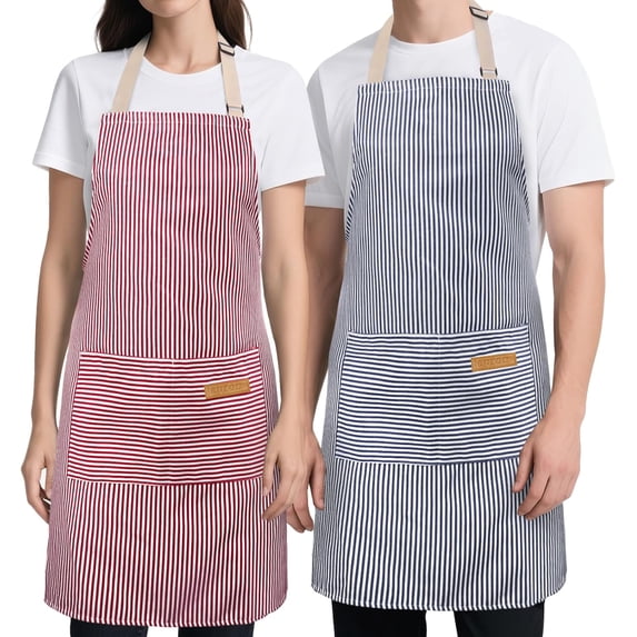 2 Pack Kitchen Cooking Aprons, Soft Aprons for Women Men with 2 Pockets ...