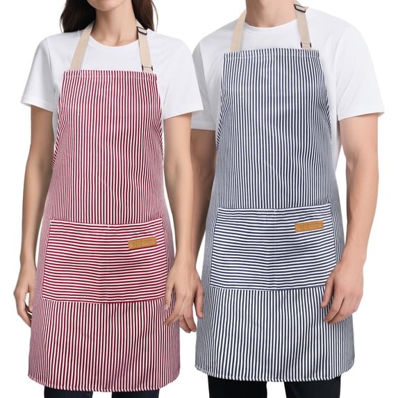 2 Pack Kitchen Cooking Aprons Soft For Women Men With 2 Pockets Chef ...