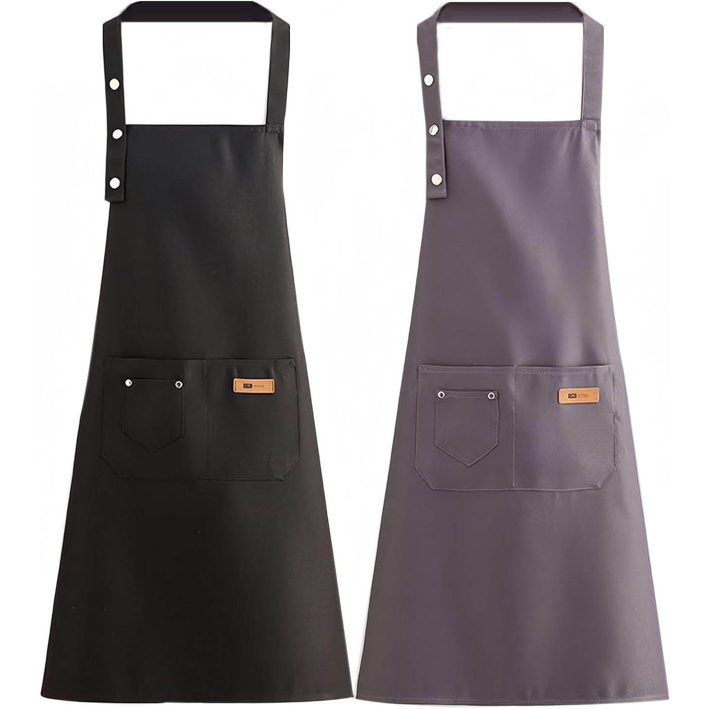 2 Pack Kitchen Cooking Aprons Vest, Adjustable Bib Soft Chef Apron with ...
