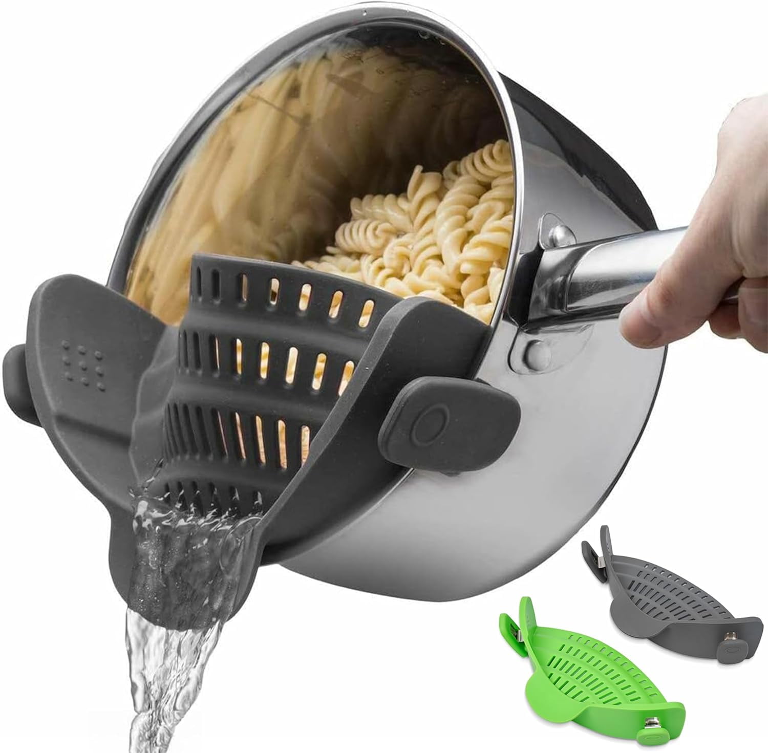 2 Pack Kitchen Gizmo - Collapsible Colander - Clip-On Strainer for Pots ...