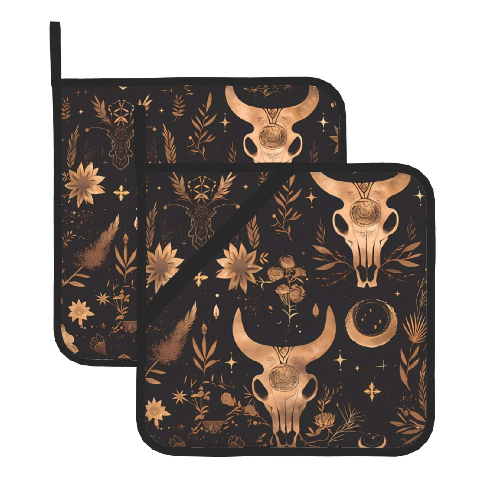 2 Pack Kitchen Pot Holders Heat Resistant Oven Hot Pads With Hand ...