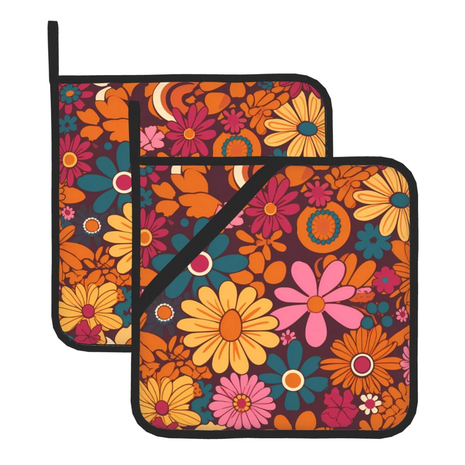 2 Pack Kitchen Pot Holders Heat Resistant Oven Hot Pads With Hand ...
