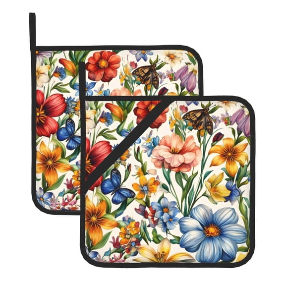 2 Pack Kitchen Pot Holders Heat Resistant Oven Hot Pads With Hand ...