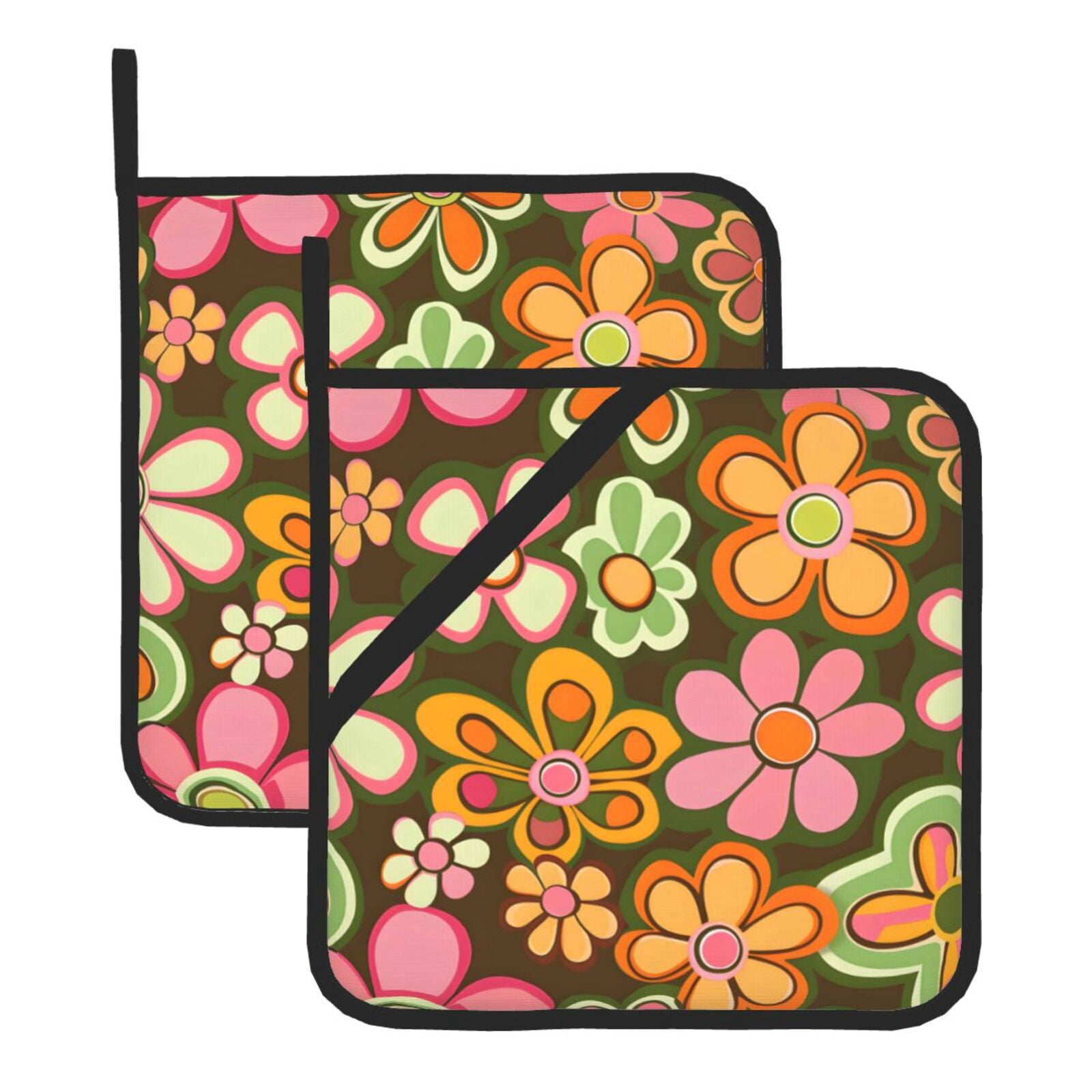 2 Pack Kitchen Pot Holders Heat Resistant Oven Hot Pads With Hand ...