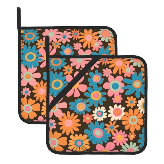 2 Pack Kitchen Pot Holders Heat Resistant Oven Hot Pads With Hand ...