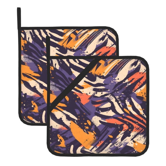 2 Pack Kitchen Pot Holders Heat Resistant Oven Hot Pads With Hand ...