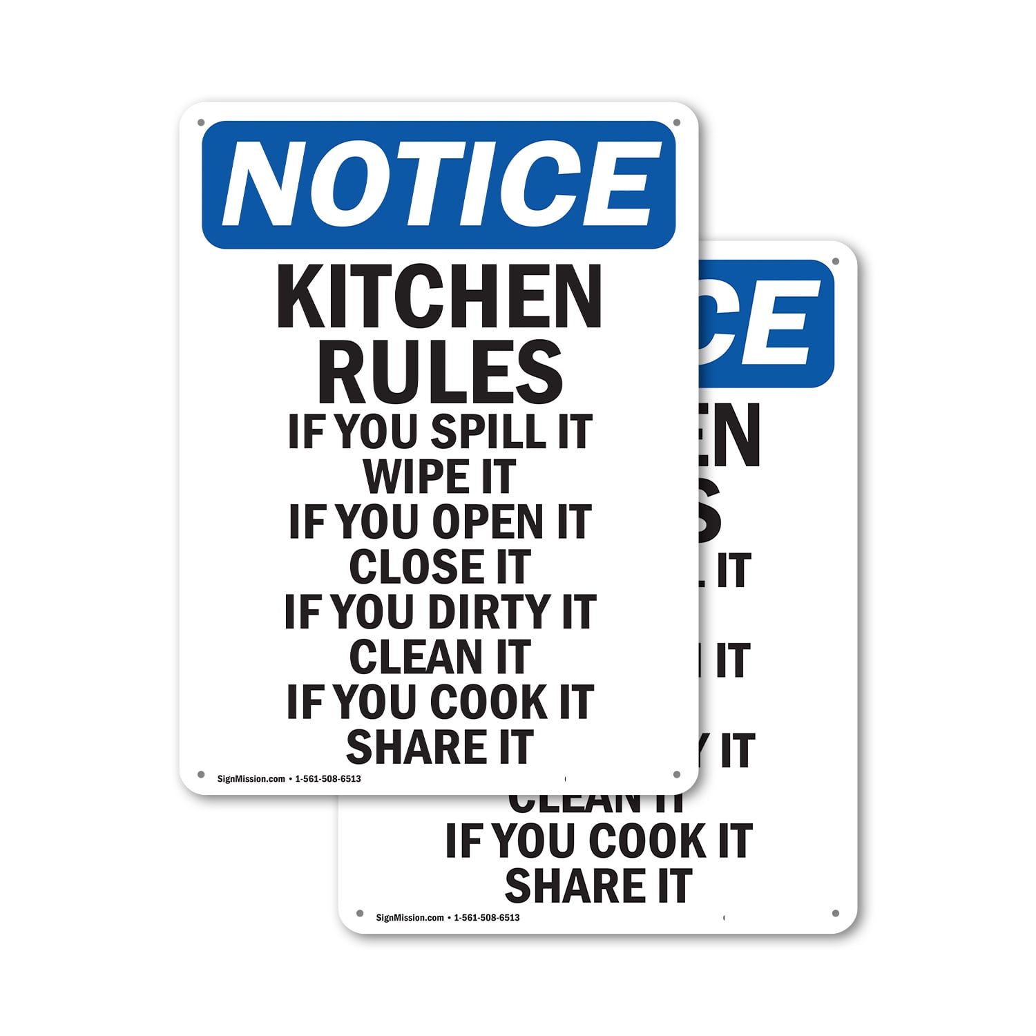 (2 Pack) Kitchen Rules If You Spill It OSHA Notice Sign 7 Inch X 10 ...
