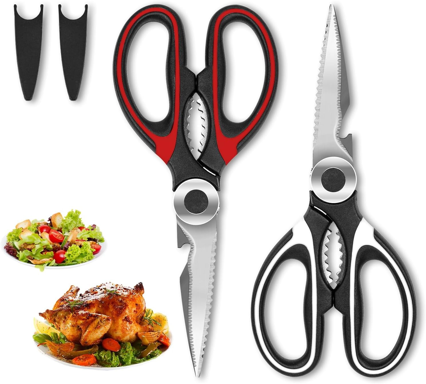 2-Pack Kitchen Scissors Heavy Duty, Premium Sharp Shears for Food, Fish ...