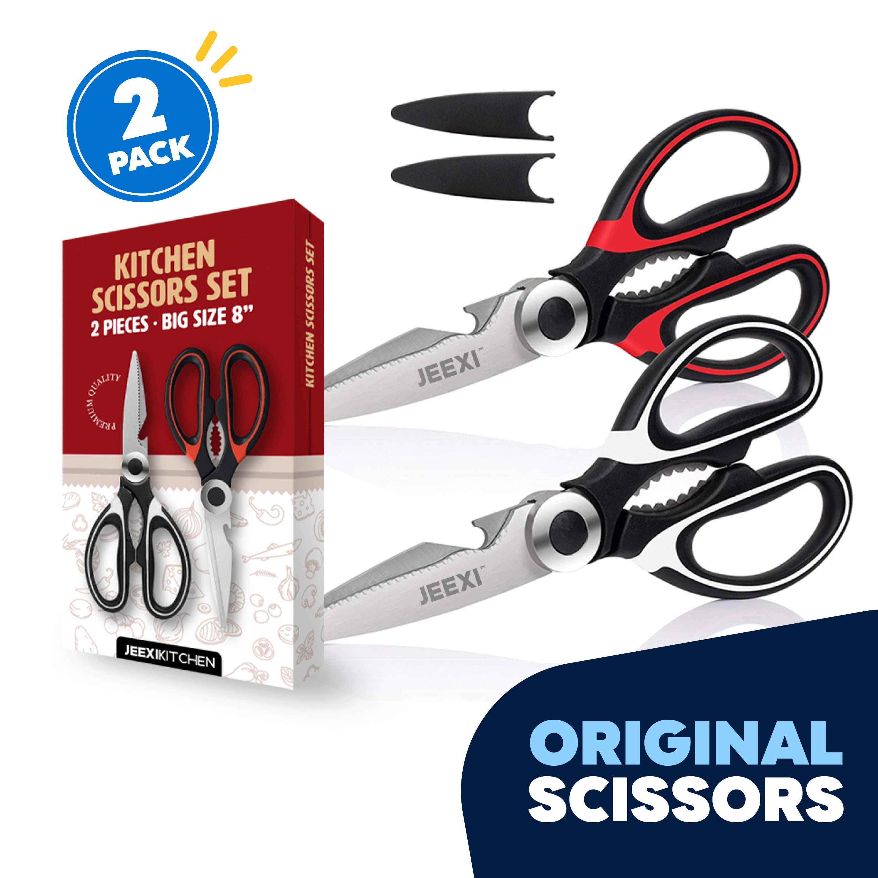 2 Pack Kitchen Scissors, Ultra-Sharp Premium Stainless Steel Heavy Duty ...