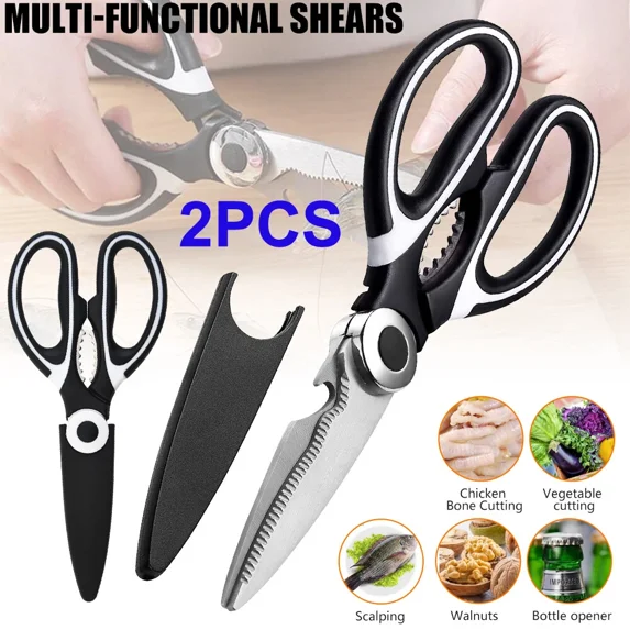 2 Pack Kitchen Shears Heavy Duty Kitchen Scissors Chicken Fish Meat ...