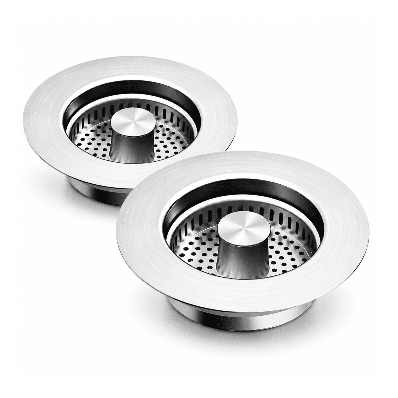2-Pack Kitchen Sink Drain Strainer & Stopper — Stainless Steel Basket ...