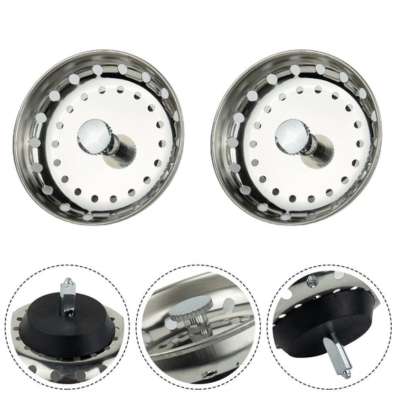 2 Pack Kitchen Sink Strainer Stopper Basket Stainless Steel Drain Plug ...