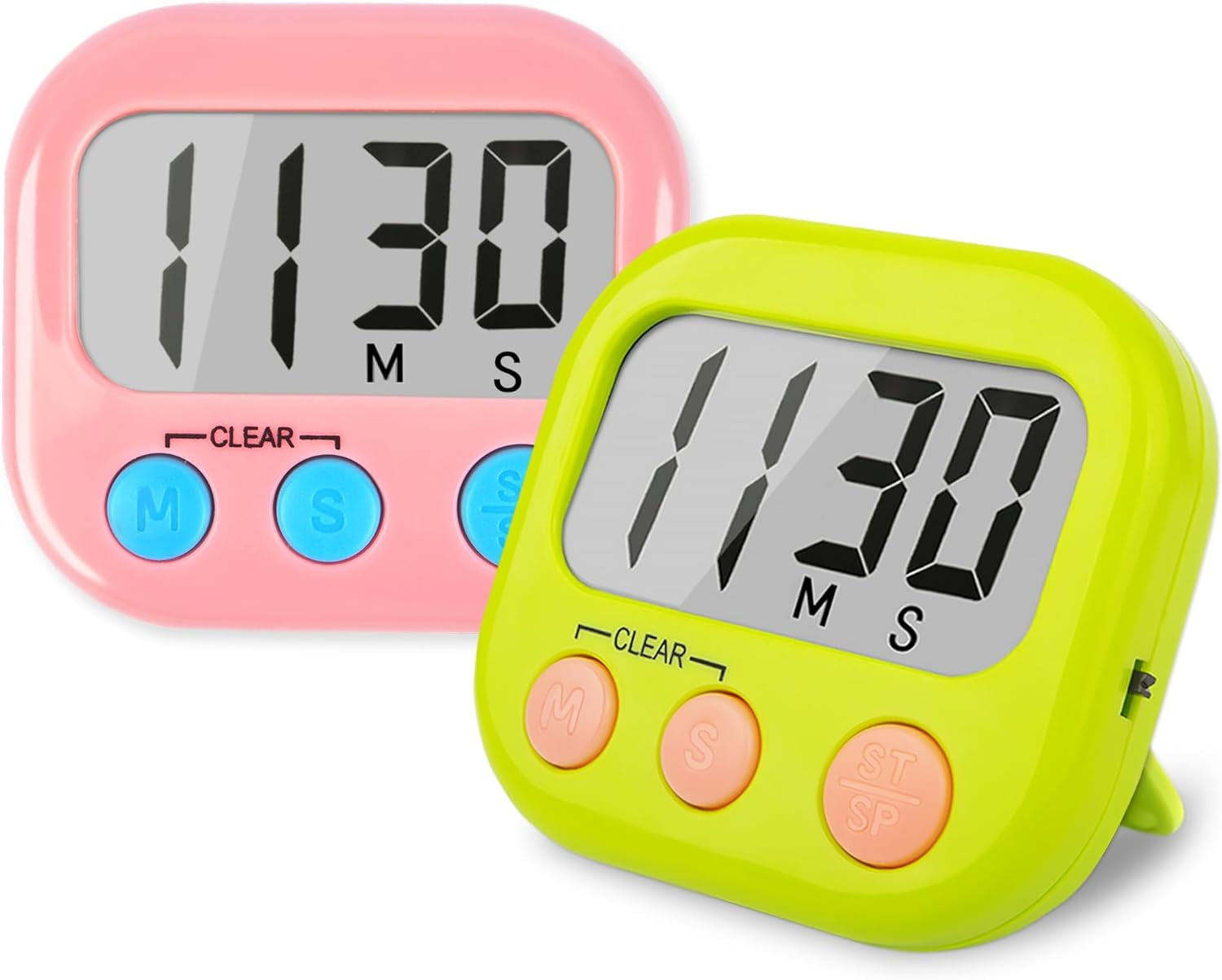 2 Pack Kitchen Timer Magnetic LCD Digital Countdown Stopwatch With ...