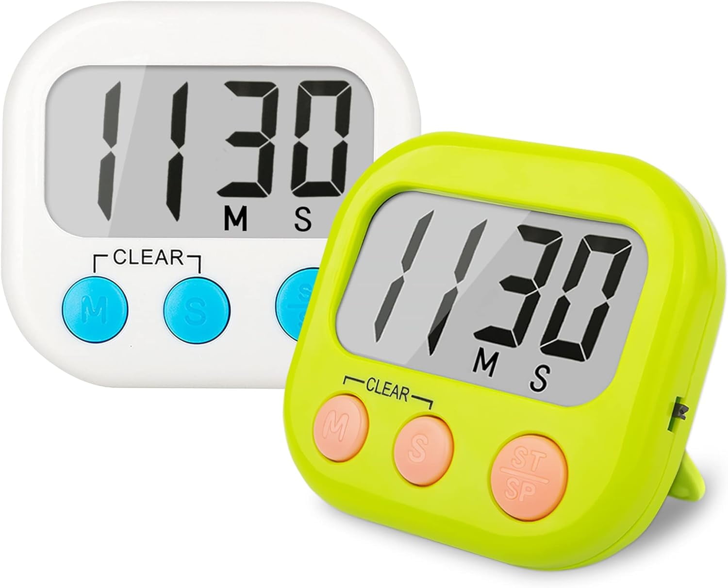 2 Pack Kitchen Timer Magnetic LCD Digital Countdown Stopwatch With ...