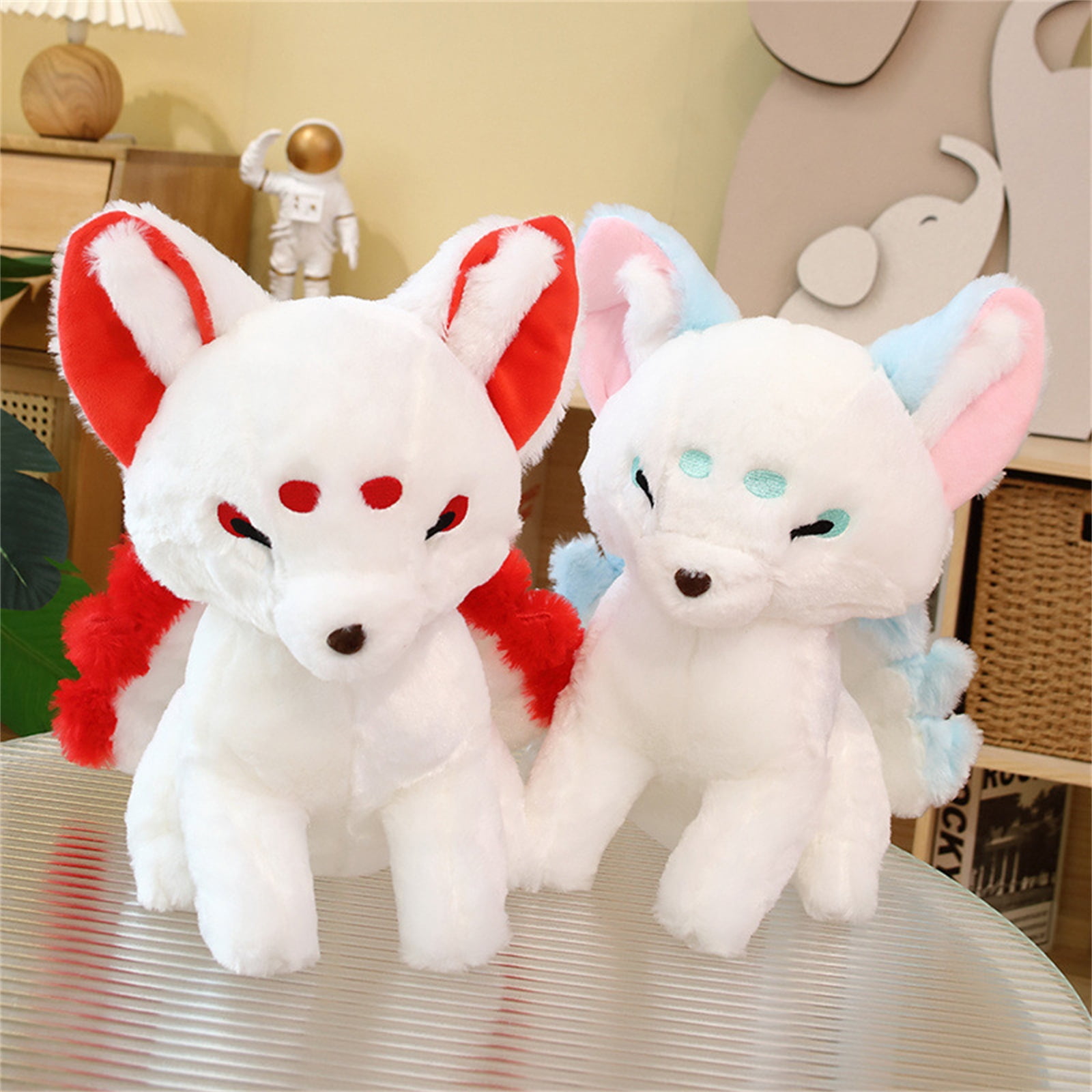 2-Pack Kitsune Plush, Furry Fox Stuffed Animals Realistic Kitsune Plush ...