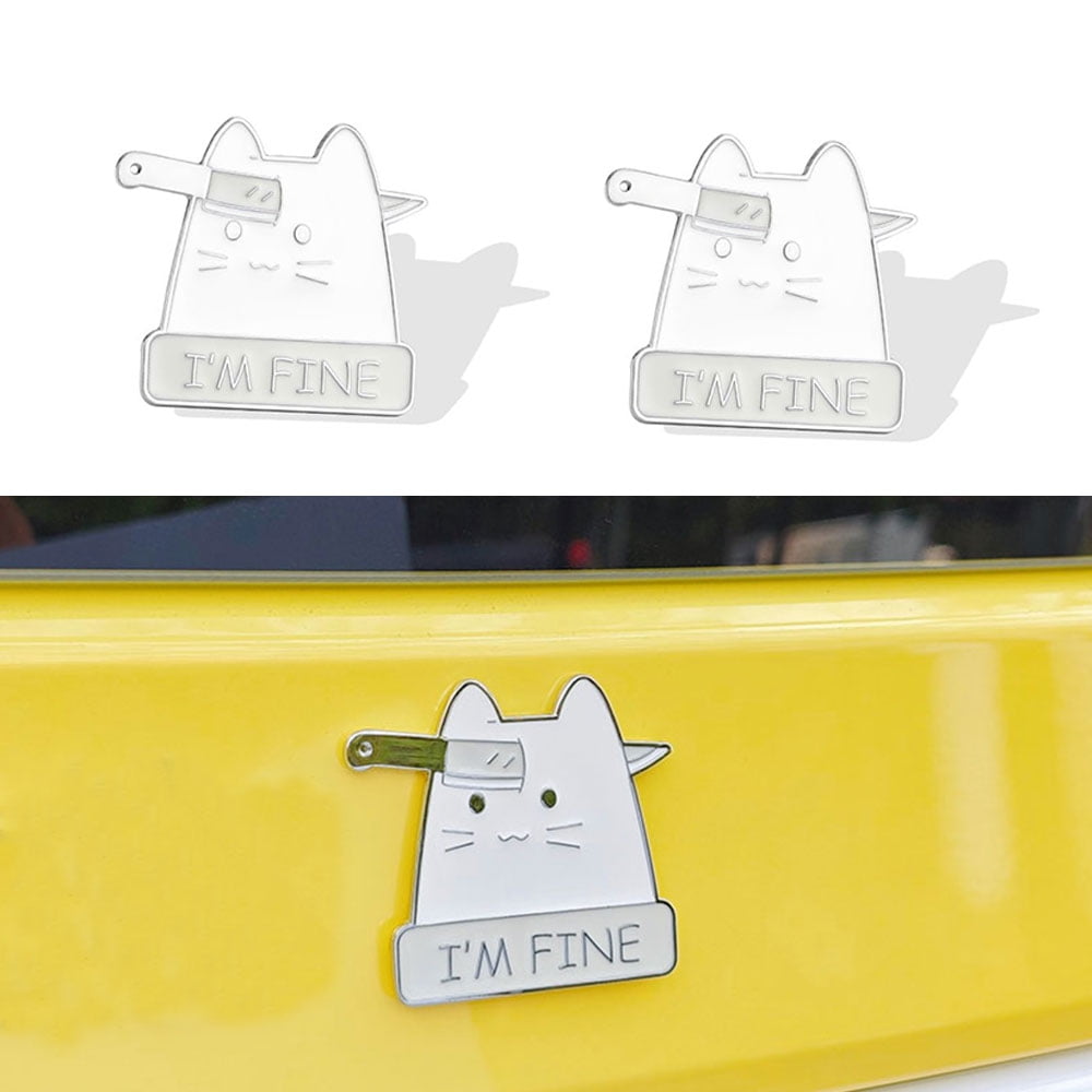 2 Pack Kitty Cute Decal for Car Home Laptop Decoration Accesories Zinc ...