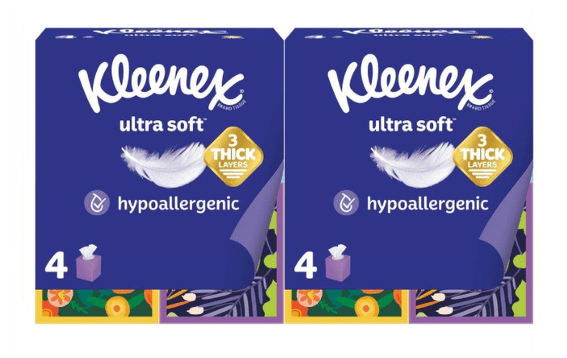 ( 2 Pack )Kleenex Ultra Soft Facial Tissues, 4 Cube Boxes, 60 Tissues ...