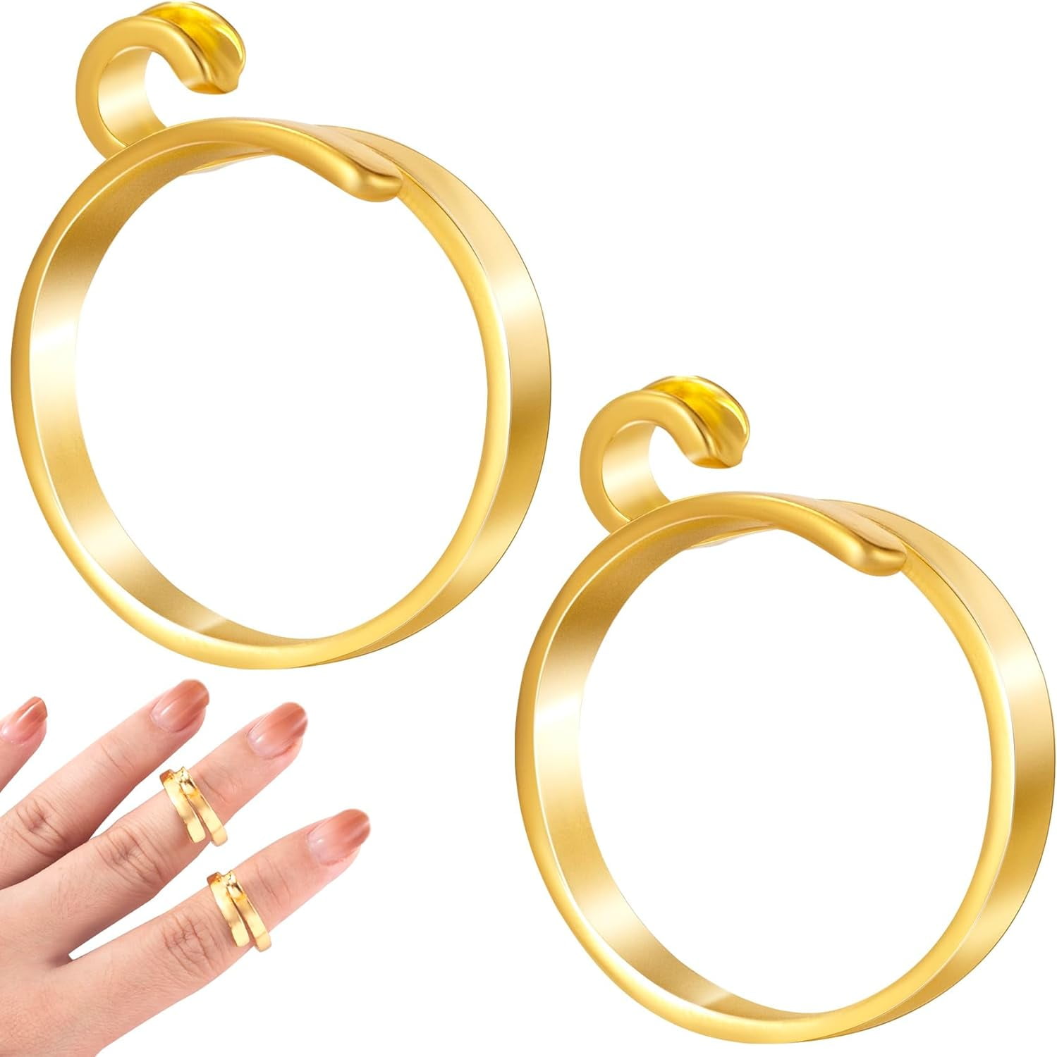 2 Pack Knitting Crochet Loop Ring for Fingers, Adjustable Single Hook Crochet Tension Ring ...