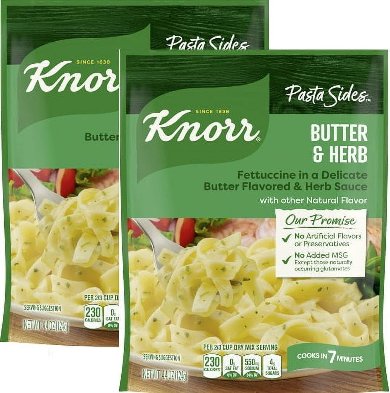 2 Pack Knorr Butter And Herb Pasta Sides Cooks In 7 Minutes No Artificial Flavors No