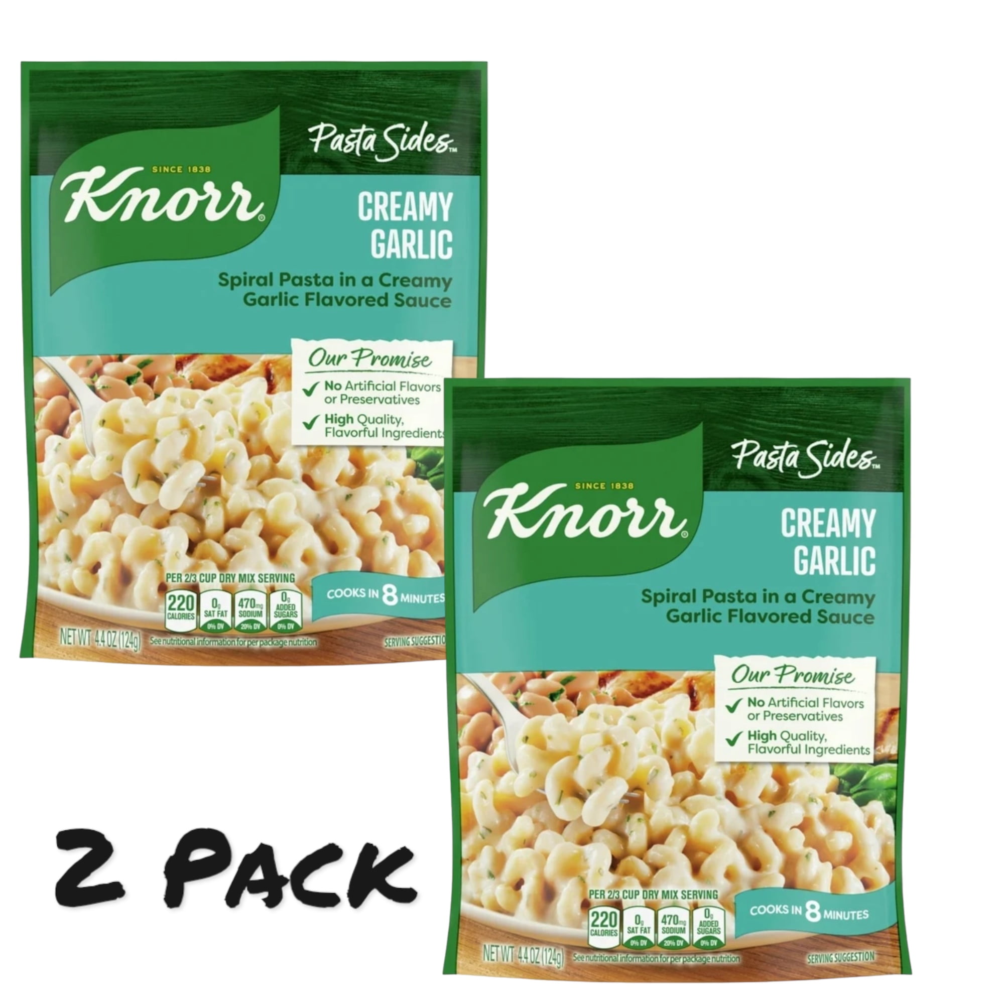 Knorr Pasta Sides Creamy Garlic, Cooks in 11 Minutes, 4.4 oz, Pack of 2 ...
