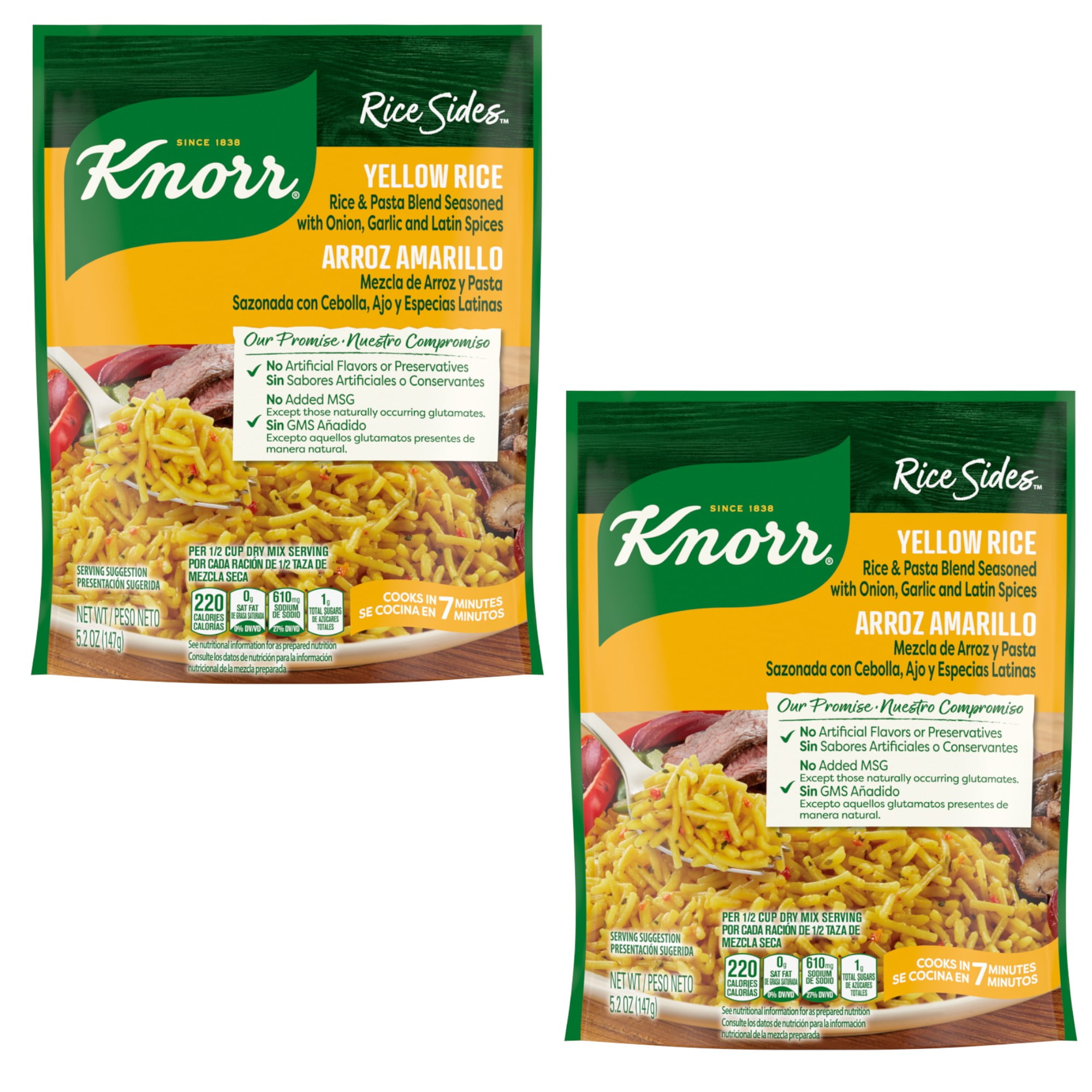 Knorr Yellow Rice, 7-Minute Cook Time, 5.2 oz, 2 Pack - Walmart.com
